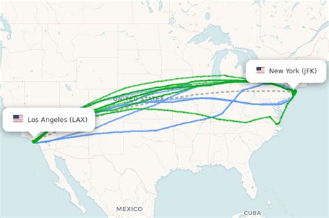 Actual Flight Paths From Los Angeles To New York