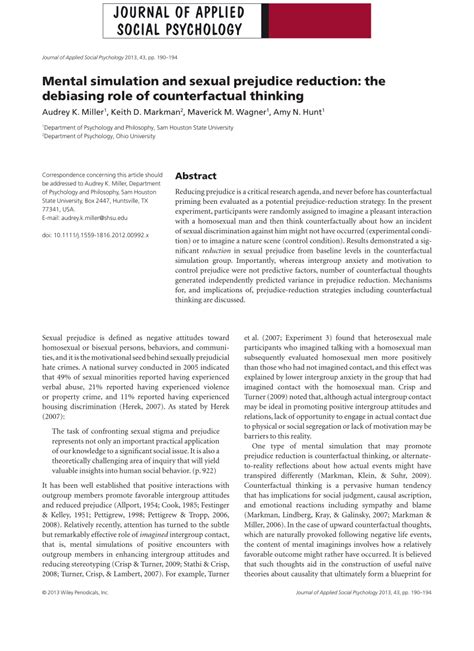 PDF Mental Simulation And Sexual Prejudice Reduction The Debiasing Role Of Counterfactual