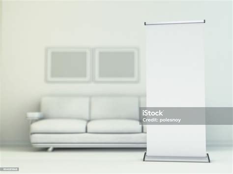 빈 롤 배너 표시를 합니다 서식 파일 이랑입니다 3 차원 렌더링 0명에 대한 스톡 사진 및 기타 이미지 0명 가구 가정의 방 Istock