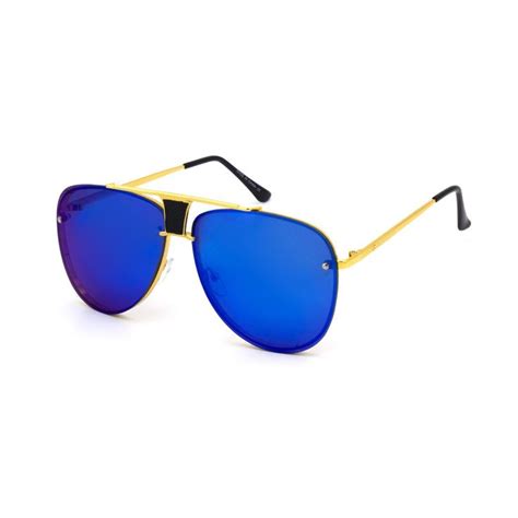 Mens Oversize Classic Black Shades Goggle Retro Gold Alloy Frame Isaac