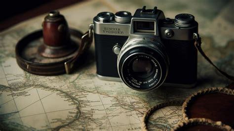 Premium Ai Image A Camera Sits On A Map With A Compass And A Camera