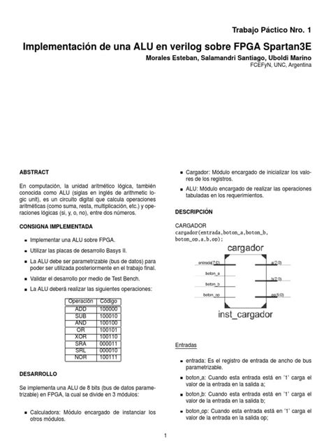 Implementacion De Una Alu En Verilog Sobre Fpga Spartan3e Pdf Electrónica Diseño Electronico