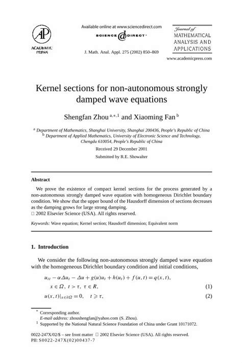 Pdf Kernel Sections For Non Autonomous Strongly Damped Wave Equations Dokumentips
