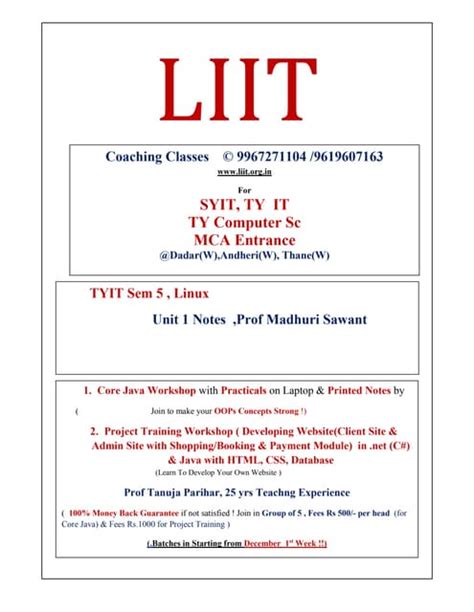 Liit Tyit Sem 5 Linux Unit 1 2018 Most Important Questions With Answers