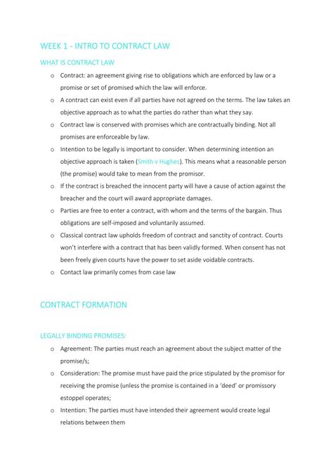 Contract Law Notes Bcdp02 034 Law Of Commercial Entities Bond Thinkswap