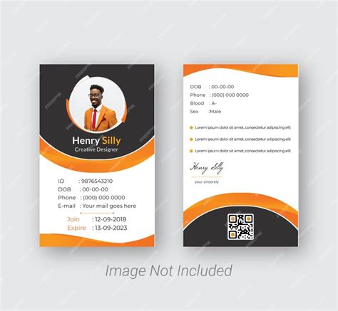 현대적이고 깨한 사무실 Id 카드 템플릿과 기업 Id 카드 디자인 템플 프리미엄 벡터