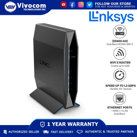 Linksys E5600 Ah Dual Band Ac1200 Wifi 5 Router Covers Up To 1 000 Sq Ft Handles 10