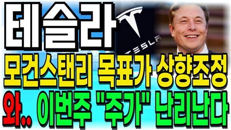 테슬라 주가전망 모건스탠리 목표가 상향조정 와 이번주 주가 난리납니다 주주여러분들 빨리 시청하세요 Youtube