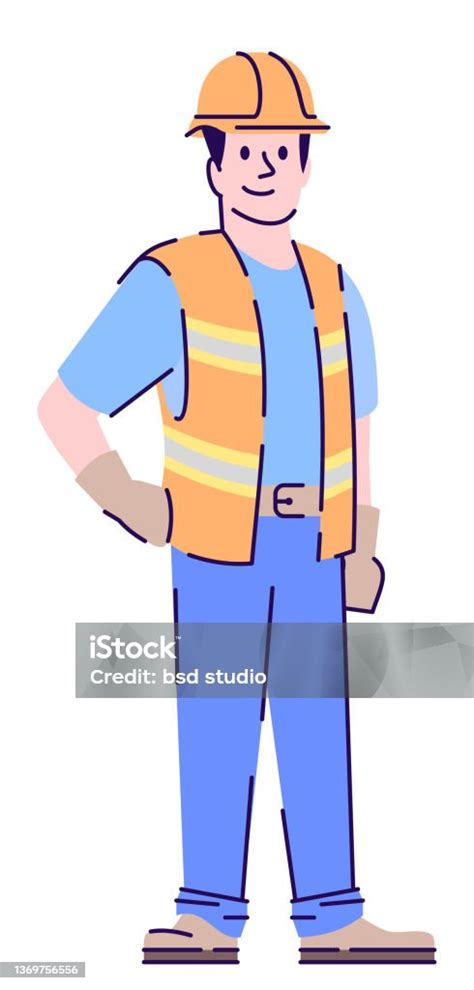 청결및 유지보수 세미 플랫 Rgb 컬러 벡터 일러스트레이션 증명 2차 도형에 대한 스톡 벡터 아트 및 기타 이미지 2차 도형 공사장 인부 권위 Istock