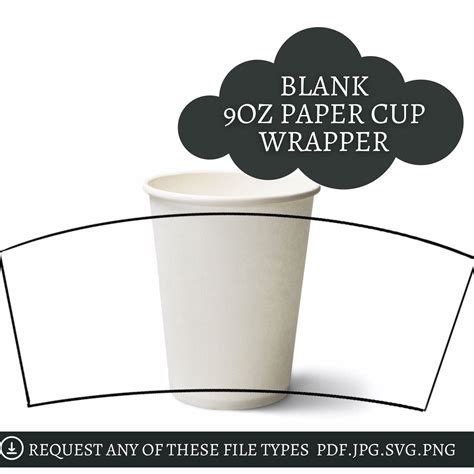 Blank Paper Cup Wrapper Printable Template Handrawn Diy Party