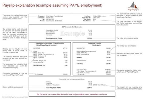Pdf Payslip Explanation Example Assuming Paye Employment · Pdf