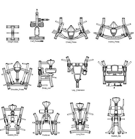 All Gym Fitness Equipment CAD Blocks Bundle Stadium Gymnasium Playground Sports Hall Gem CAD