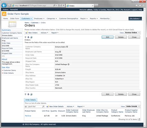 Code On Time Sample Applications Order Form Understanding The Project