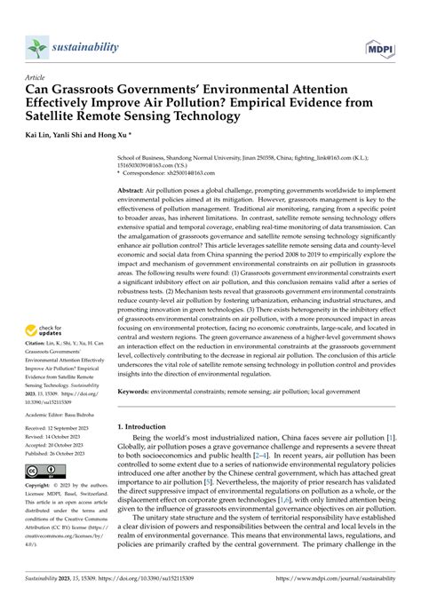 Pdf Can Grassroots Governments Environmental Attention Effectively Improve Air Pollution