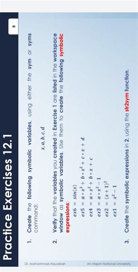 Solved Use The Variables Defined In Practice Exercises