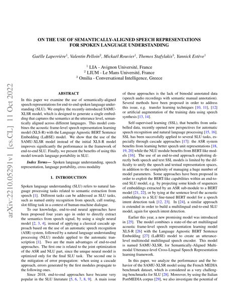Pdf On The Use Of Semantically Aligned Speech Representations For