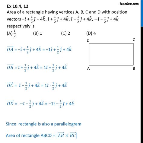 Ex Area Of A Rectangle Having Vertices A B C D