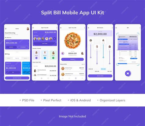 Premium Psd Split Bill Mobile App Ui Kit