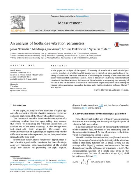 Pdf An Analysis Of Footbridge Vibration Parameters
