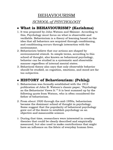 Behaviourism File Pdf Behaviorism Psychology