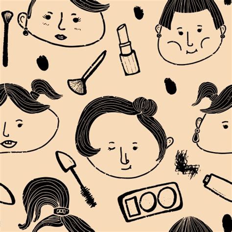 Texture Doodles Of Girls Portraits Cartoon Style Vector Image