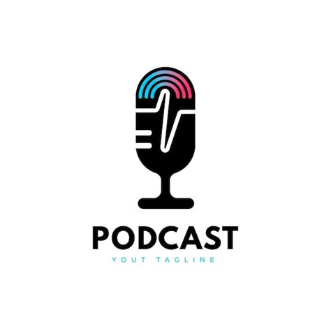 자세한 팟 캐스트 로고 템플릿 무료 벡터