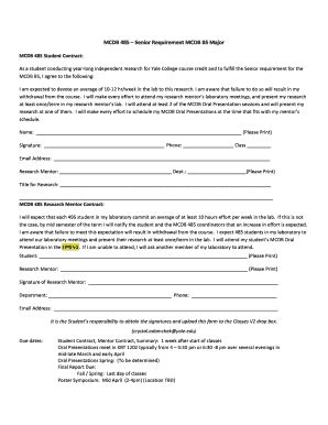 Fillable Online Mcdb Yale MCDB Senior Requirement MCDB BS Major Mcdb Yale Fax Email Print