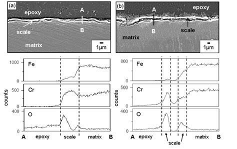 Epma Cross Section And Line Profiles Of Fe 37cr After Corrosion At 700