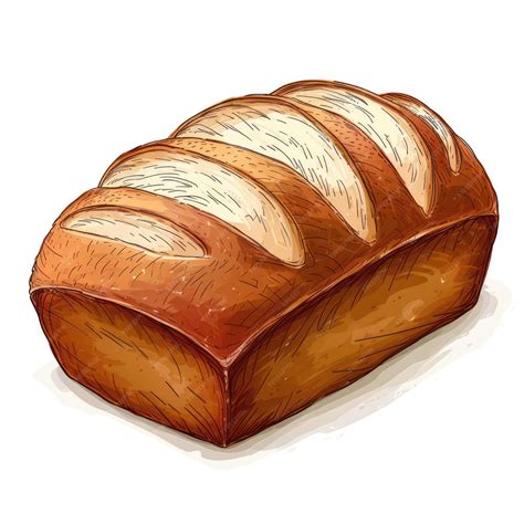 Premium Photo A Loaf Of Bread Sketch Illustration On White Background