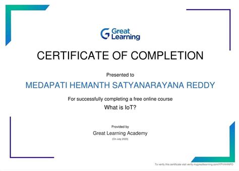 Hemanth Medapati On Linkedin Hello Connections I Have Successfully Completed A Course On Iot