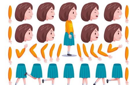 Right View Cute Girls Character Creation Set 01