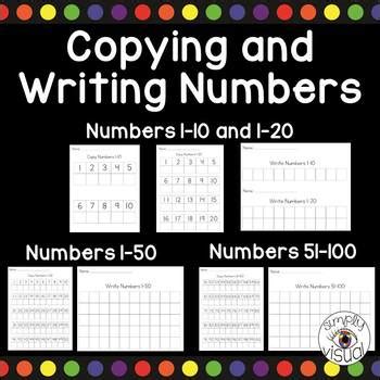 Copying And Writing Numbers By Simply Visual TPT