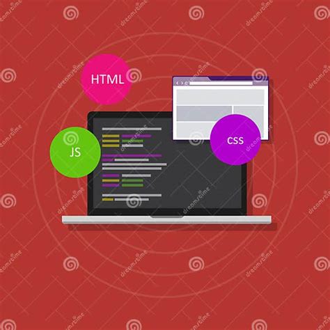 Web Development Programming Html Php Css Js Stock Vector Illustration