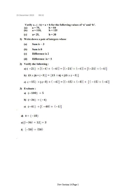 Integer Mixed Problems Pdf