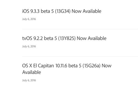 Beta Out IOS TvOS OS X IPhone In Canada