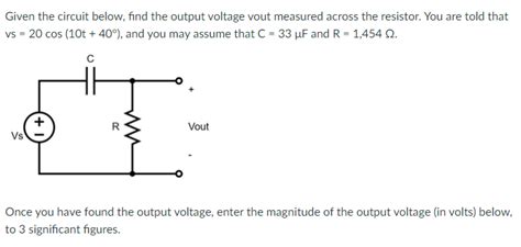 solved given the circuit below find the output voltage vout