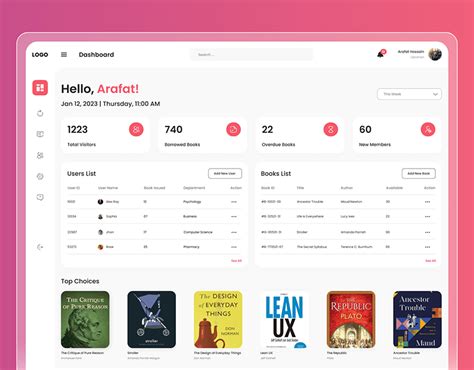 Library Management System Admin Dashboard Design Behance