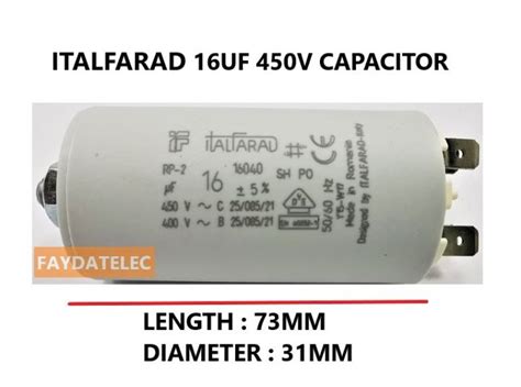 ITALFARAD 16UF 450VAC RUNNING CAPACITOR / CONDENSER (25/85/21) | Lazada