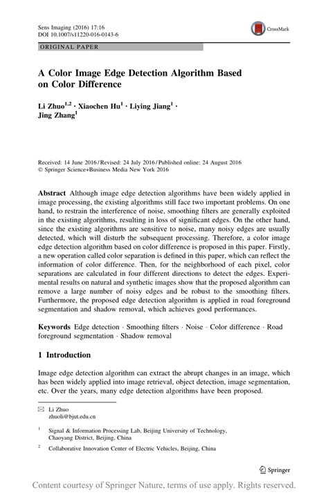 A Color Image Edge Detection Algorithm Based On Color Difference Request PDF