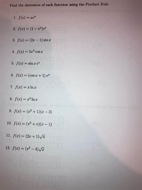 solved find the derivative of each function using the