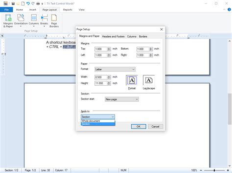 tx text control server for asp features