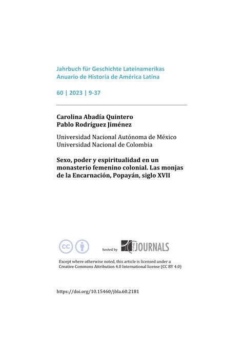 Pdf Sexo Poder Y Espiritualidad En Un Monasterio Femenino Colonial Las Monjas De La