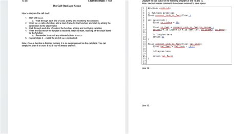 Diagram The Call Stack At The Given Lines Chegg Com