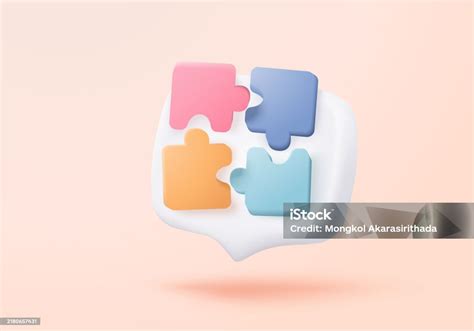 3d 직소 퍼즐 조각 아이콘 팀워크의 상징 문제 해결 사람들의 비즈니스 과제는 퍼즐을 연결하고 파트너십 일치 동료 개념입니다 3d 팀워크 아이디어 아이콘 벡터 렌더 일러스트