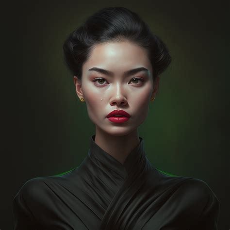 Midjourney Prompt A Woman Asien Style Big Lips Big Gre
