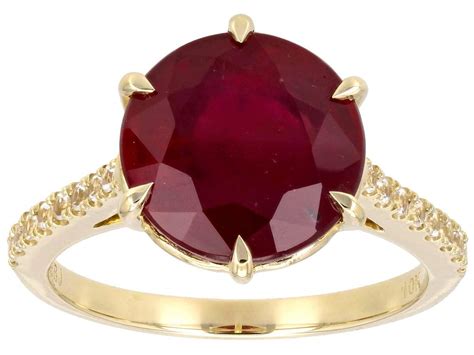 Red Mahaleo® Ruby With White Topaz 10k Yellow Gold Ring 570ctw Bbj Bangkok