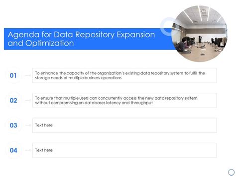 Agenda For Data Repository Expansion And Optimization Presentation
