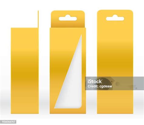 매달려 상자 골드 창 모양 포장 템플릿 빈 잘라 럭셔리 빈 상자 황금 노란색 템플릿 디자인 제품 패키지 선물 상자 노란색 골드