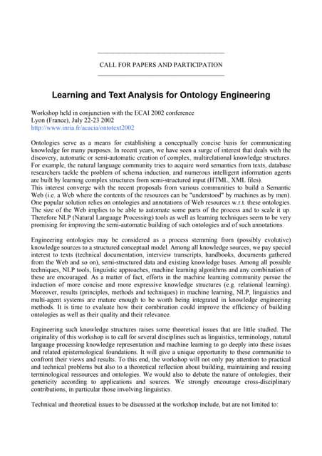 learning and text analysis for ontology engineering pdf