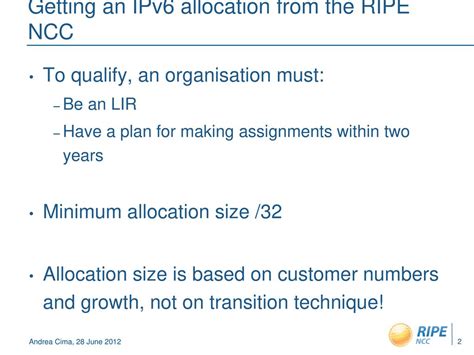 Ipv6 Update Andrea Cima Registration Services Manager Ripe Ncc Ppt
